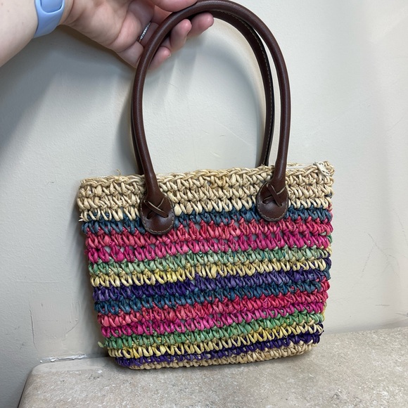 Cappelli Straworld | Bags | Vintage Cappelli Straworld Rainbow Colorful ...